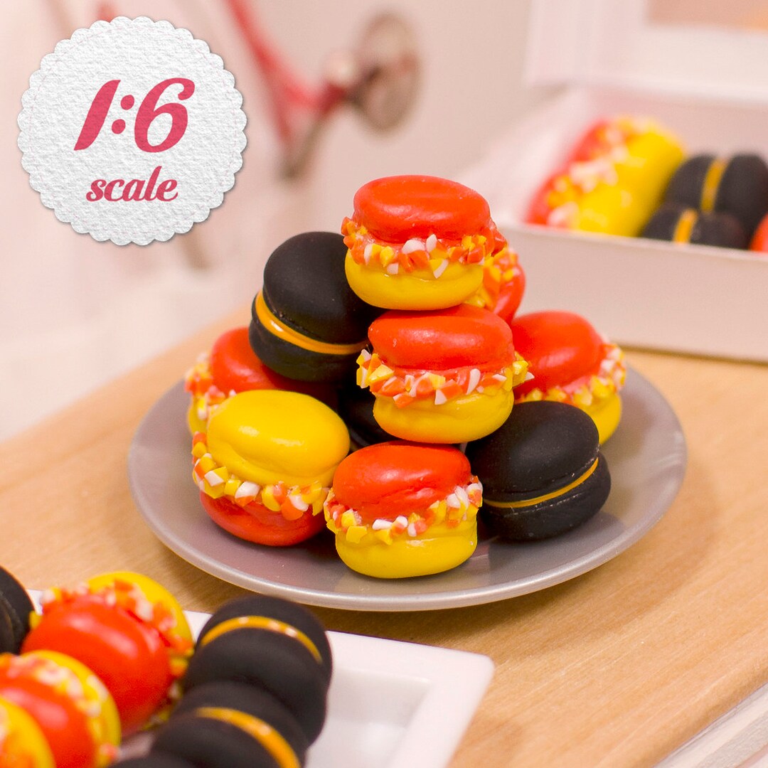 1:6 Miniature Macarons - Halloween (8pc), Playscale Macarons, Miniature ...