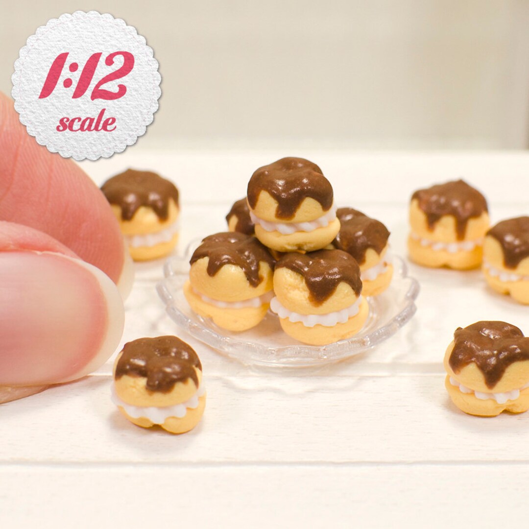 1:12 Miniature Cream Puffs (3pc), 1/12 Scale Pastries for Dollhouse - Etsy