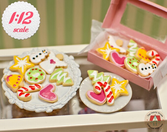 1:12 Miniature Christmas Cookies 8pc Mini Sugar Cookies for | Etsy