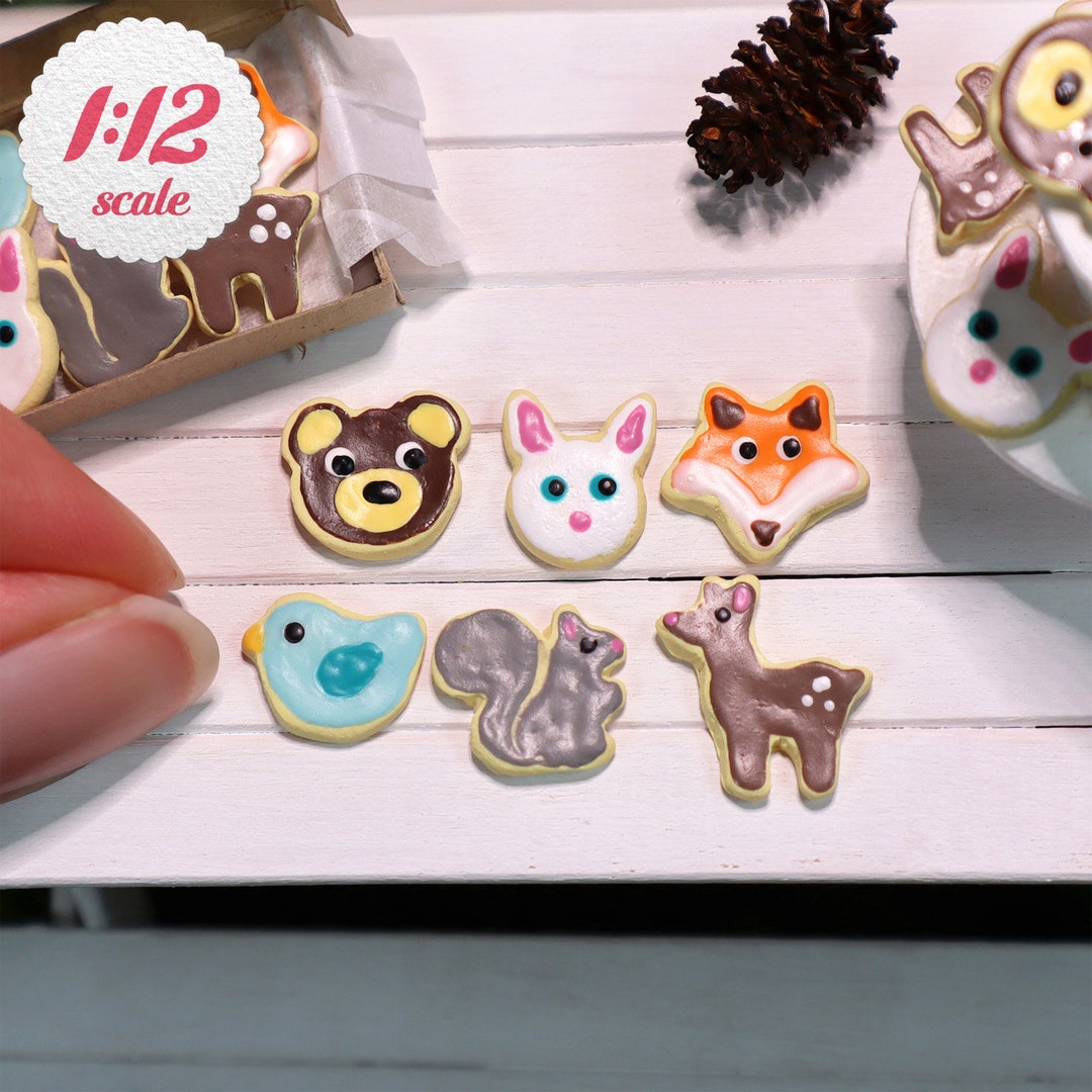 1:12 Miniature Cookies - Woodland Animals (6pc), Mini Sugar Cookies for ...