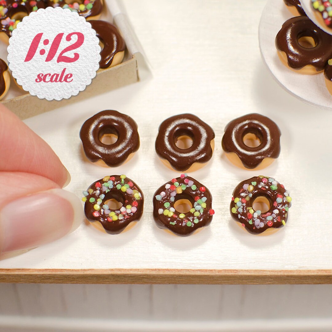 1:12 Miniature Donuts - Chocolate Mix (6 Pc), Doughnuts for One Inch ...