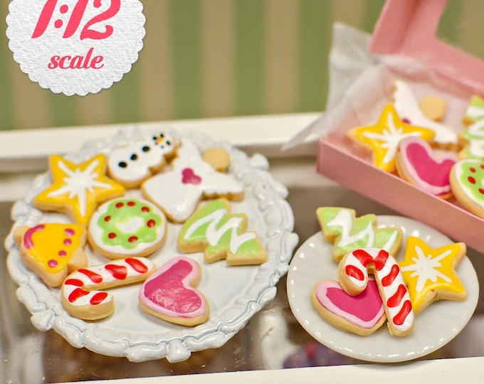 1:12 Miniature Christmas Cookies (8pc), Mini Sugar Cookies for One Inch ...