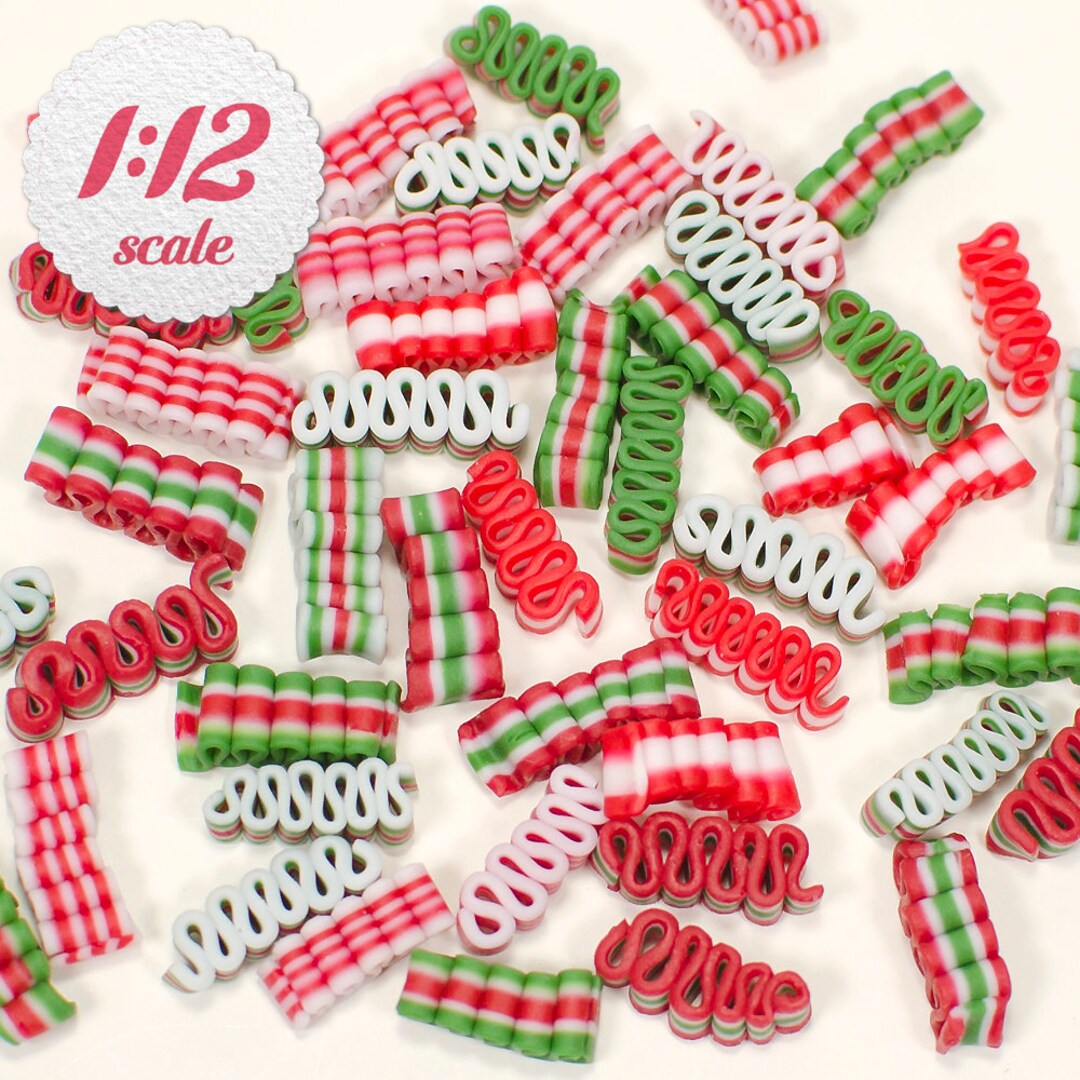 1:12 Miniature Ribbon Candy Red & Green Christmas Mix 15pc, 1/12th ...