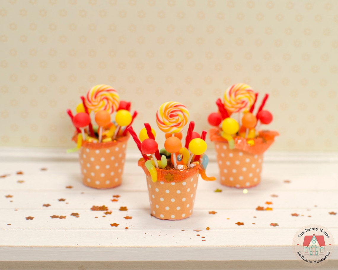 1:12 Candy Bucket Halloween Miniature Lollipop Candy - Etsy