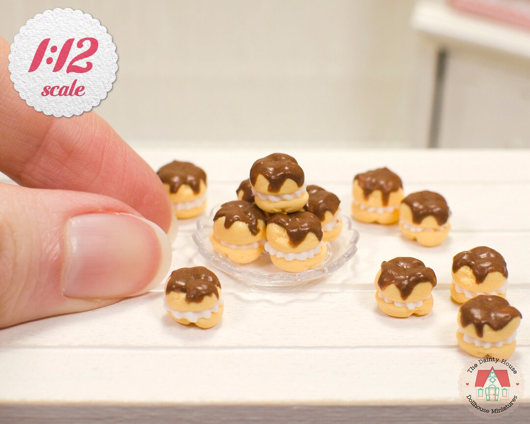 1:12 Miniature Cream Puffs 3pc 1/12 Scale Pastries for - Etsy