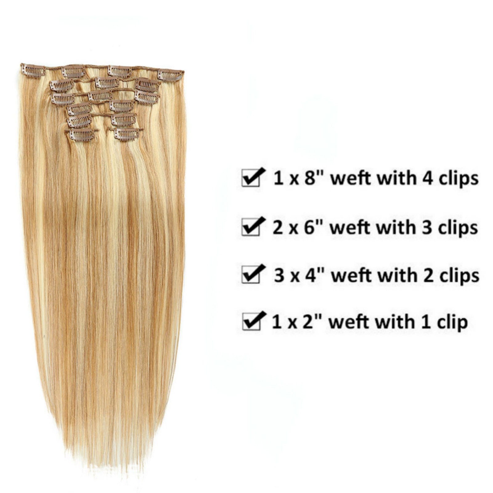 Clip in Hair Extensions Real Human Hair Clip on for Full Head - Etsy