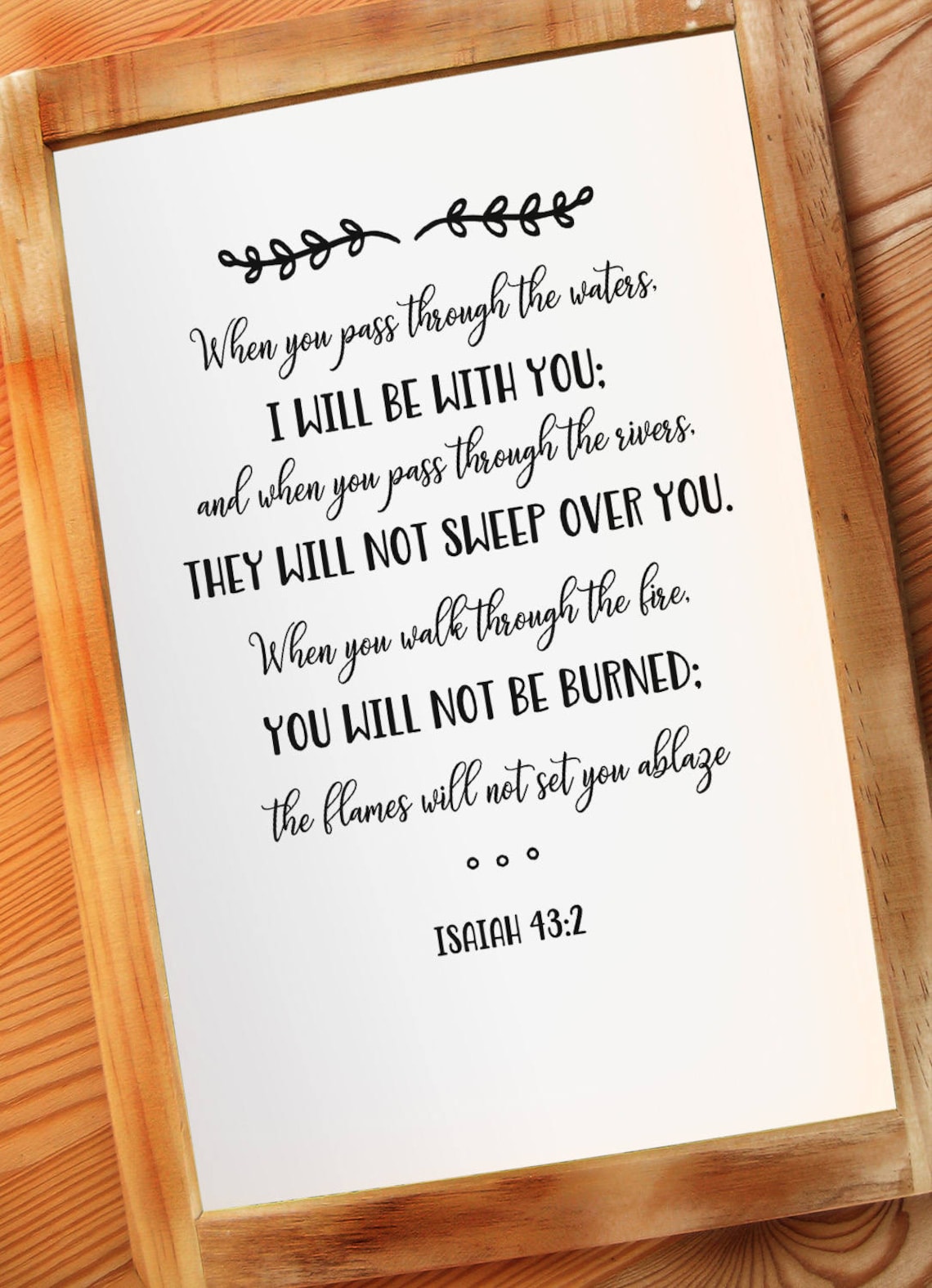 Isaiah 43:2 Bible Verse Printable Poster Bible Typography Nursery Print ...