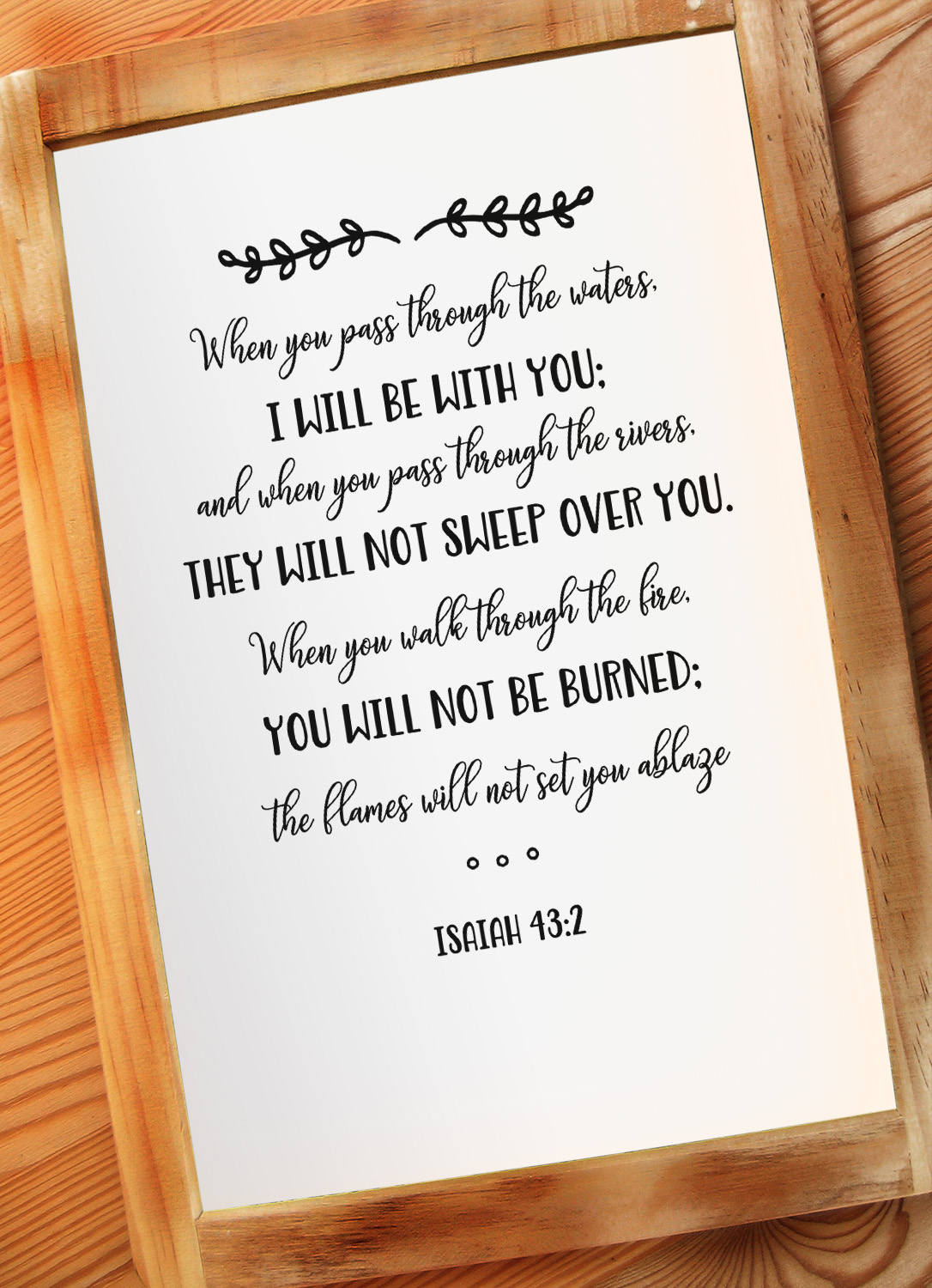 Isaiah 43:2 Bible Verse Printable Poster Bible Typography Nursery Print ...
