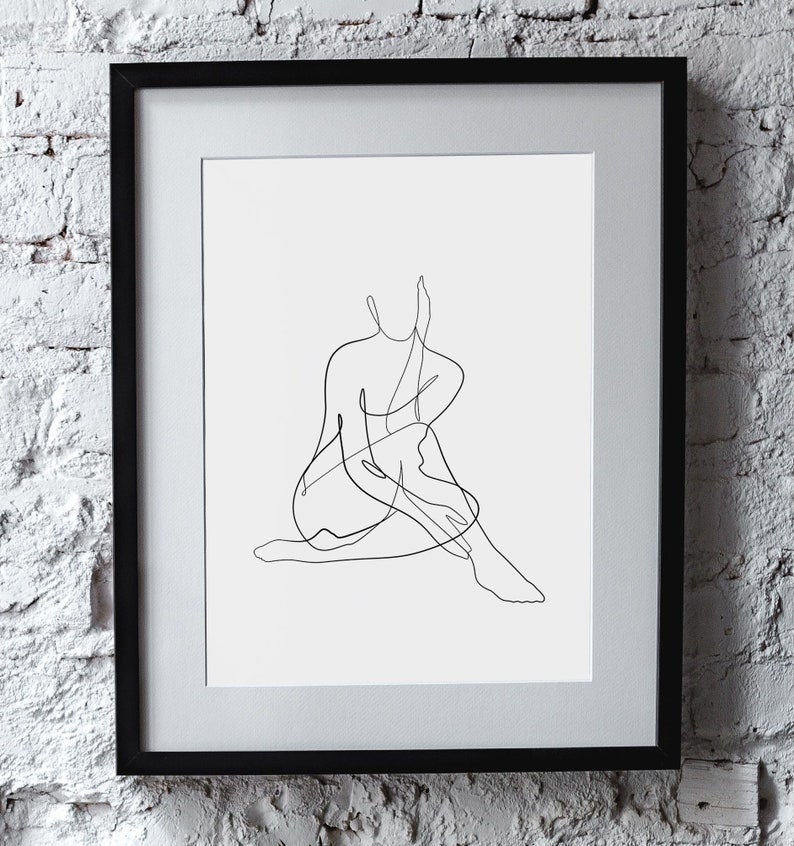 Female Figure Art, Curvy Woman Line Art Print, Feminine Line Drawing ...