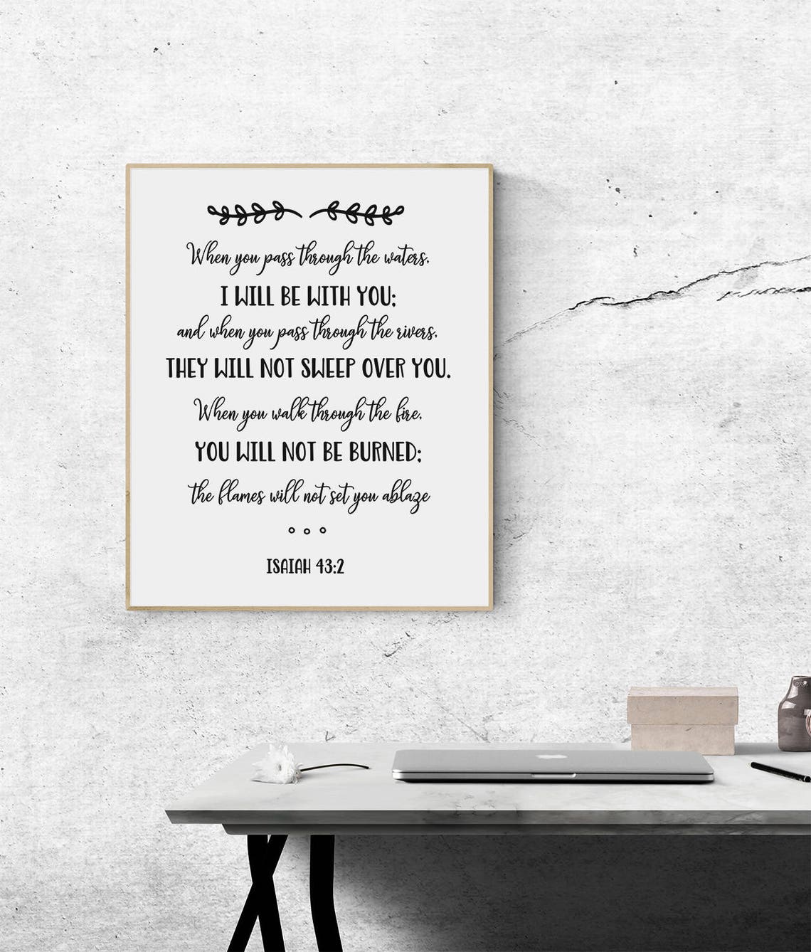 Isaiah 43:2 Bible Verse Printable Poster Bible Typography Nursery Print ...
