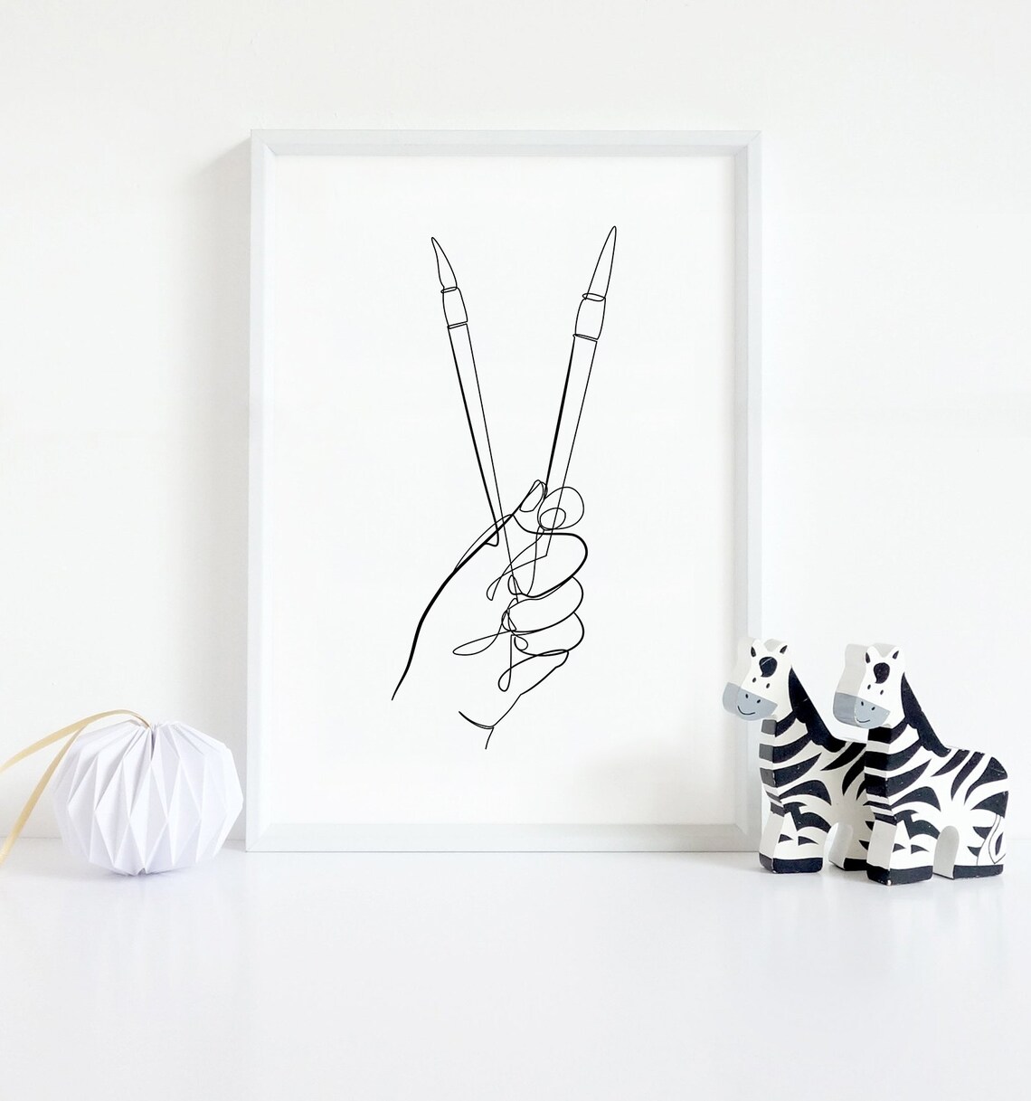 Hand Line Art Printable Wall Artwork Decor, Paint Brushes Drawing ...