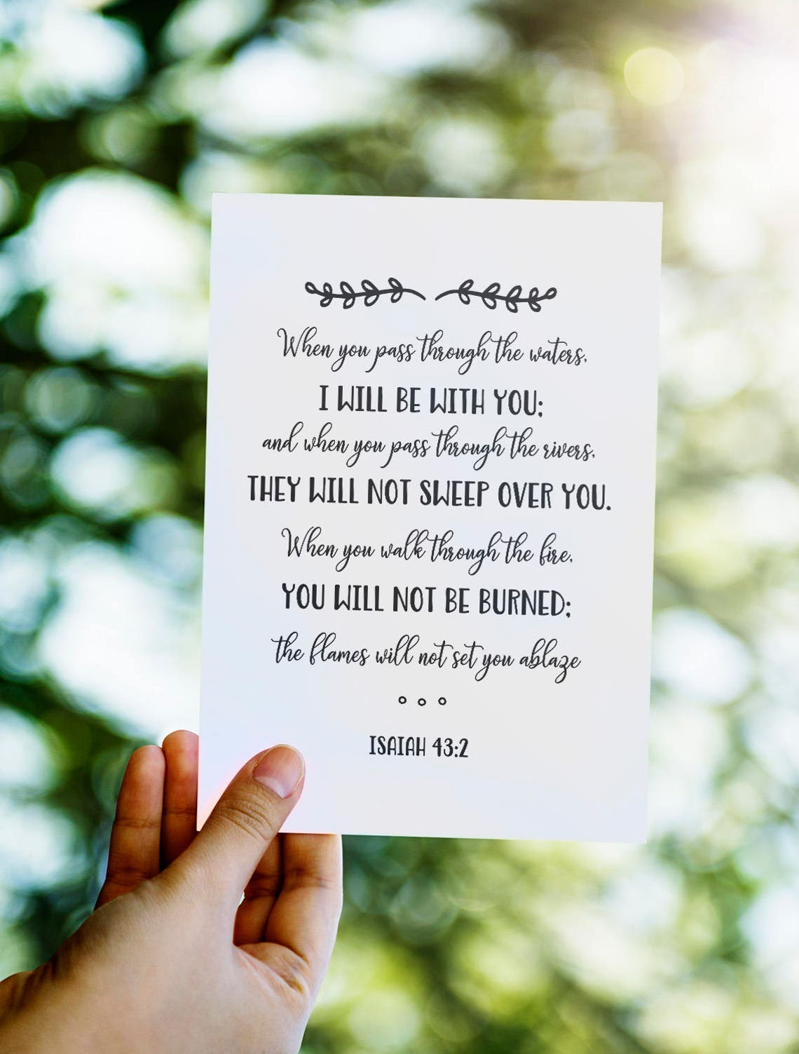 Isaiah 43:2 Bible Verse Printable Poster Bible Typography Nursery Print ...
