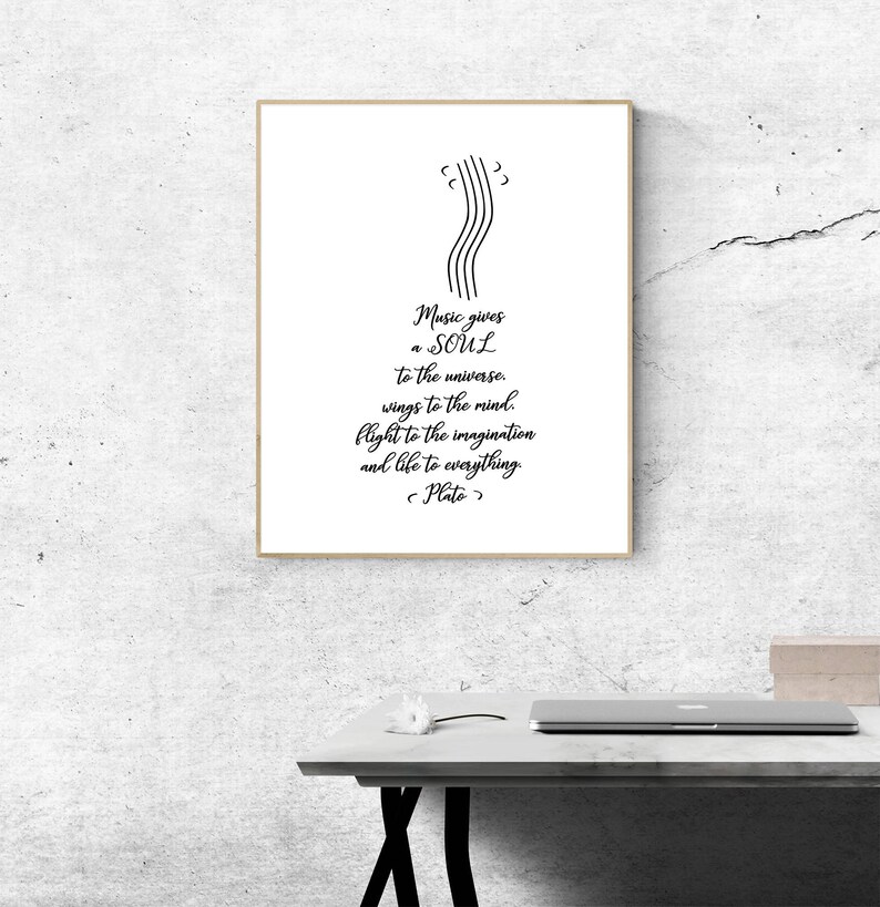 Quote About Music , Plato Quote Printable, Large Poster Music Quote ...