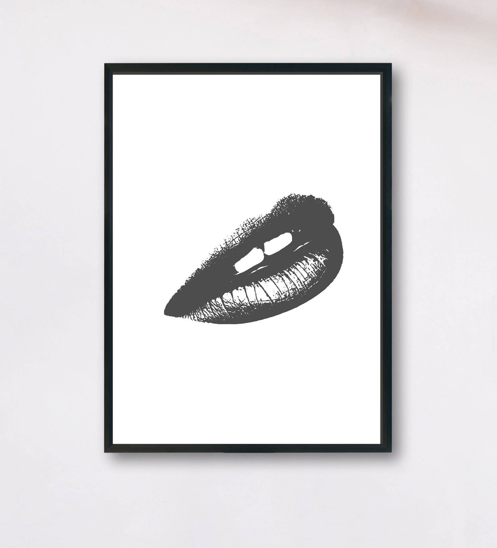 Lips Printable Poster, Black Lips, Lips Wall Art, Kiss Poster, Kiss ...