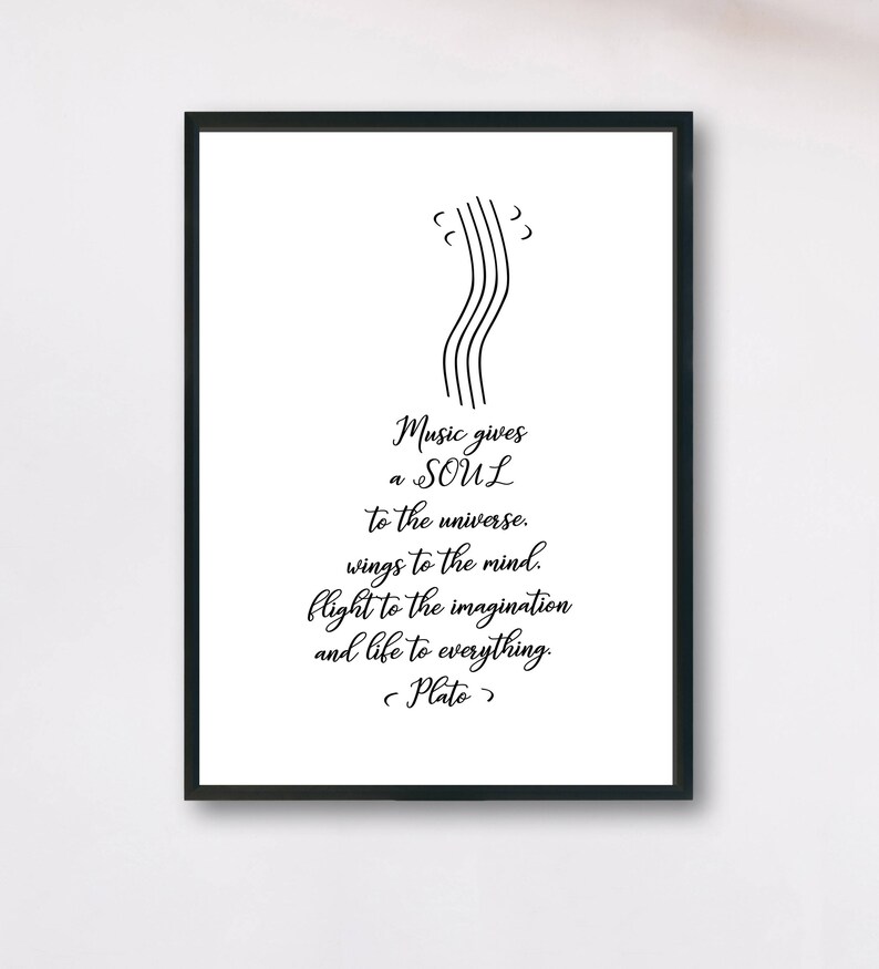 Quote About Music , Plato Quote Printable, Large Poster Music Quote ...