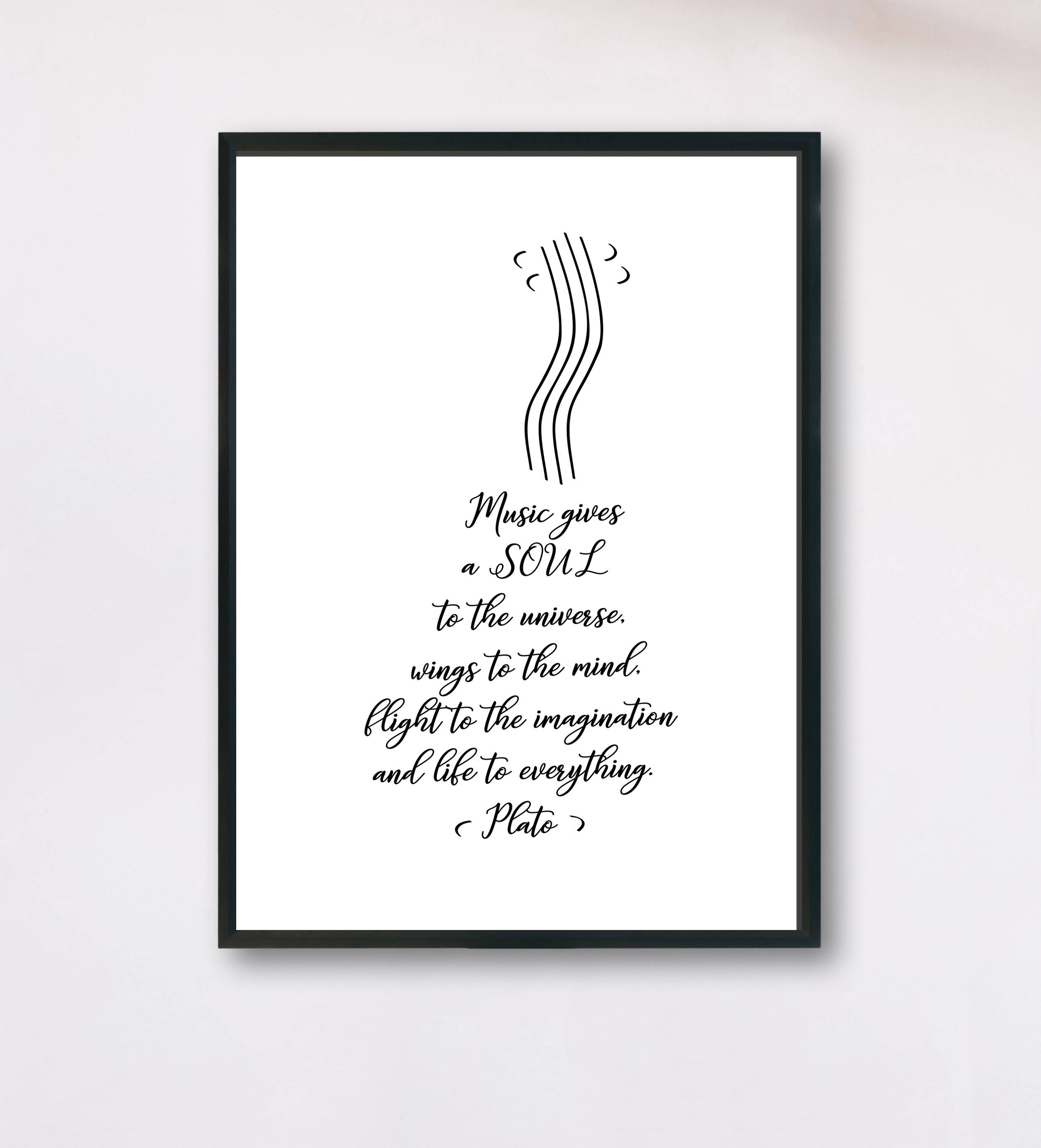 Quote About Music , Plato Quote Printable, Large Poster Music Quote ...