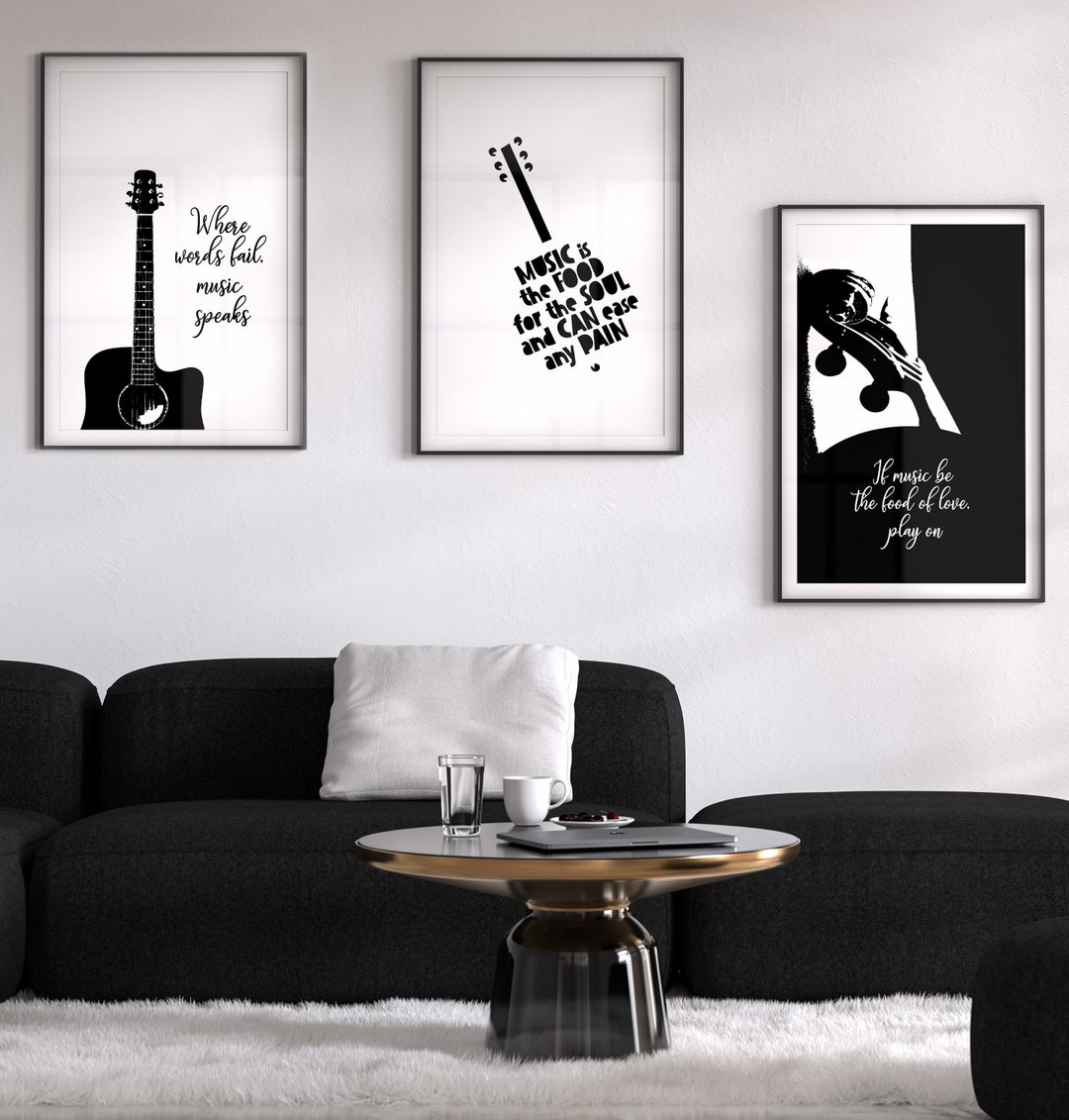 Create Gallery Wall, Three Music Quote Artworks, Set Large-scale Arts ...