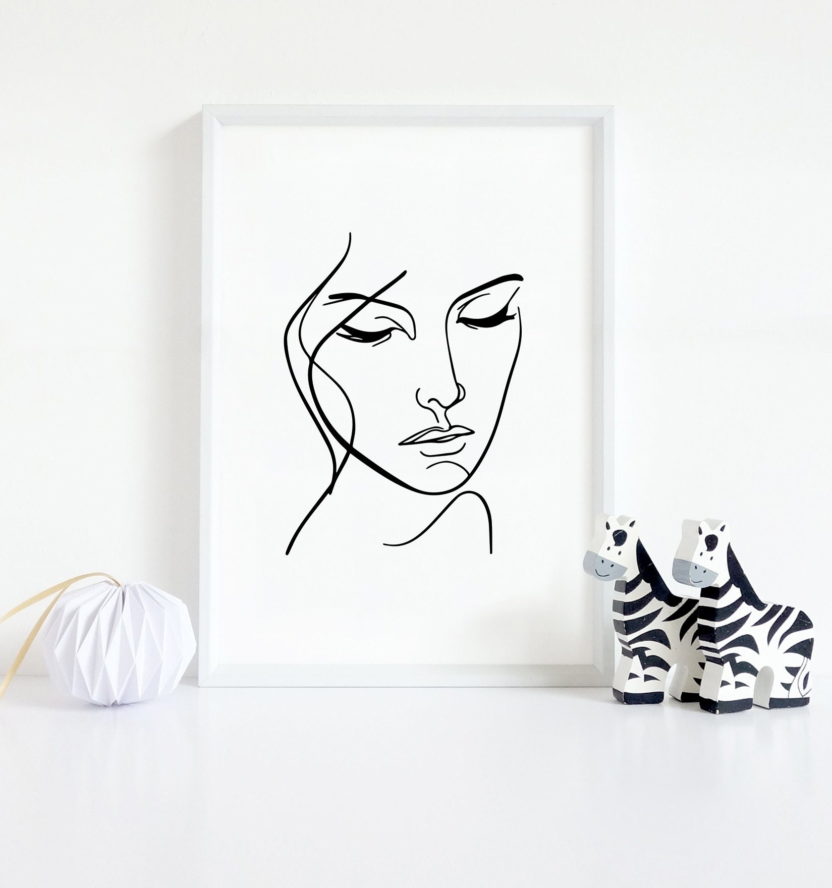 Minimalist Face Sketch Print Simple Drawing Decor Woman Face - Etsy