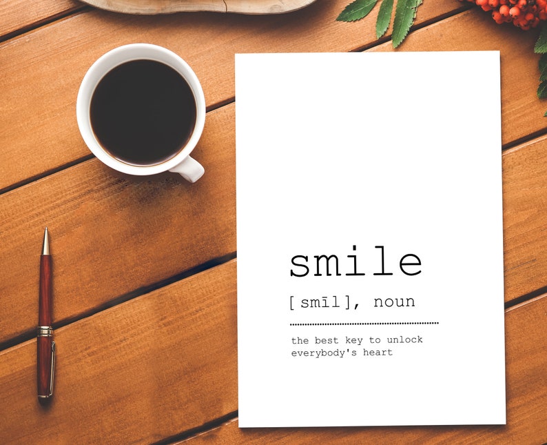 Smile Definition Printable Nursery Art Printable Definition Word ...