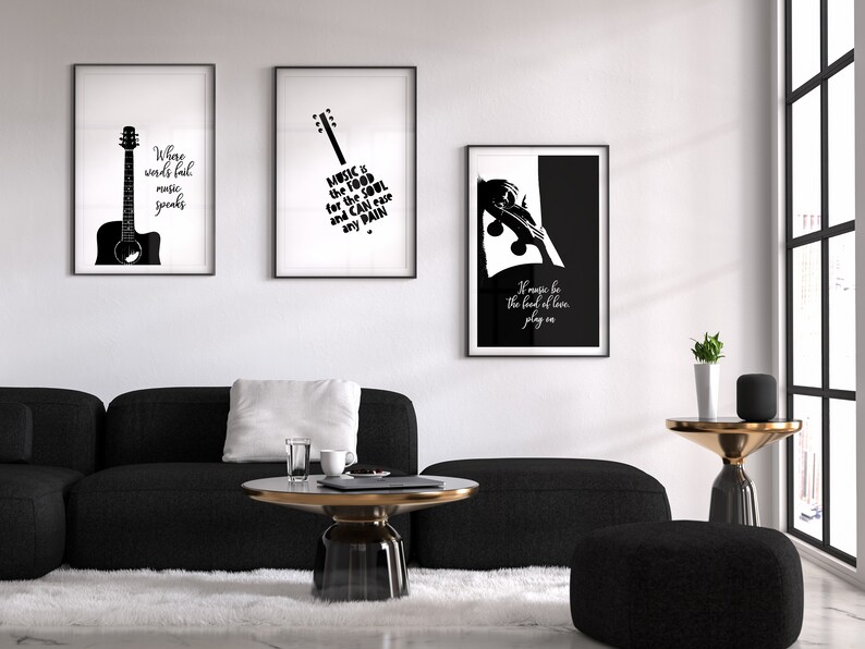 Create Gallery Wall, Three Music Quote Artworks, Set Large-scale Arts ...