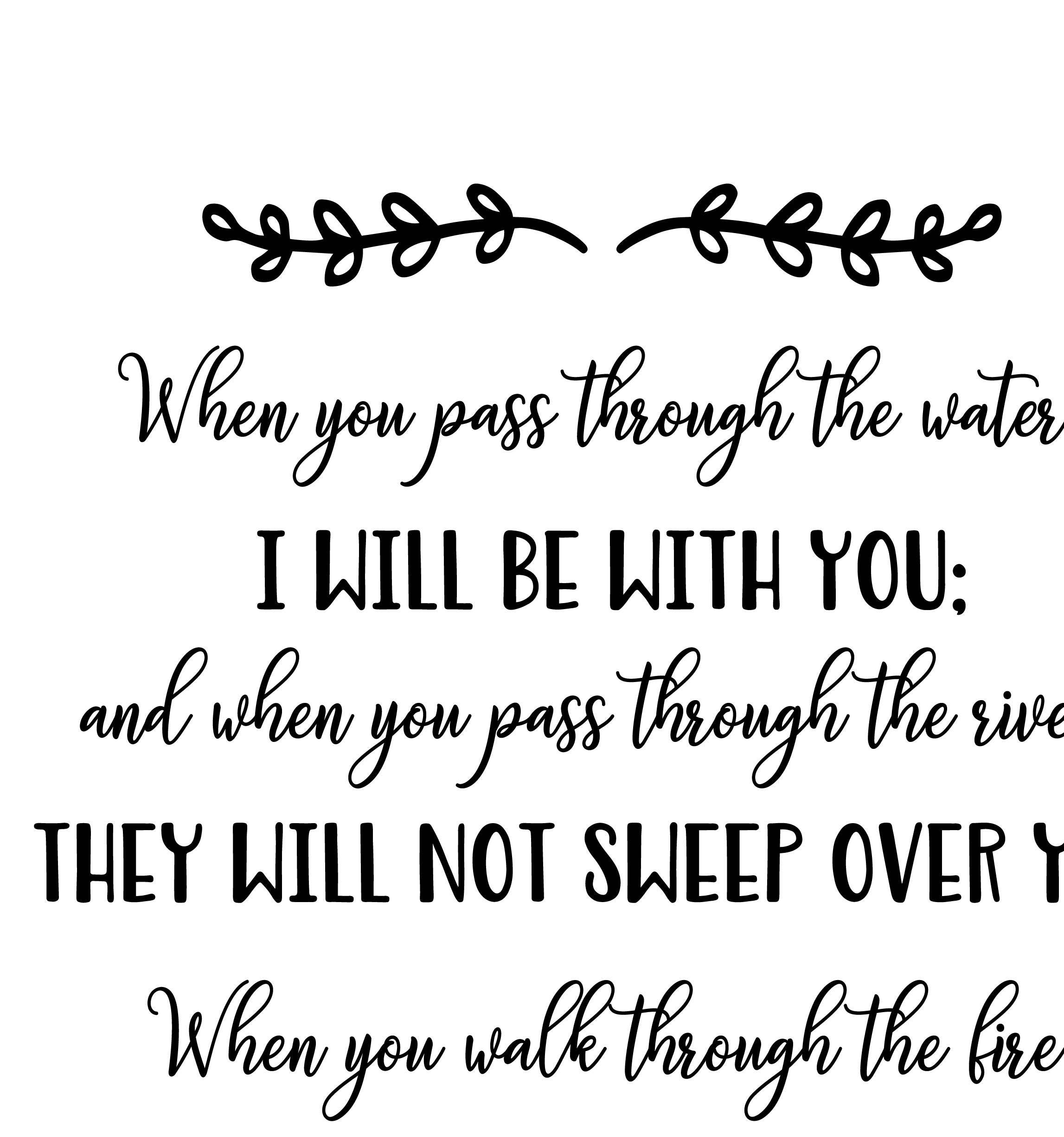 Isaiah 43:2 Bible Verse Printable Poster Bible Typography Nursery Print ...