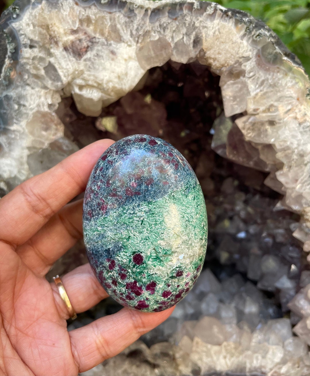 Beautiful Shiny Unique Polished Ruby Fuschite / Fuchsite and Blue ...