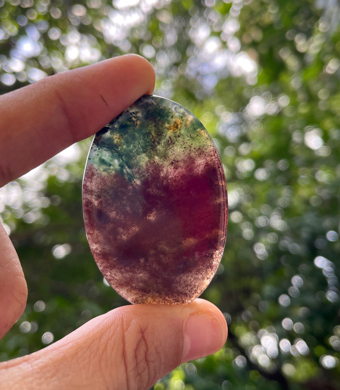 Beautiful Natural Pink Moss Agate Palm Stone Stabilizing Stone - Etsy