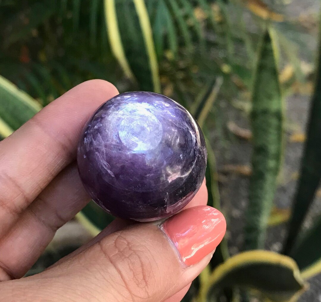 Polished Natural Lilac/ Purple Gemmy Lepidolite Sphere / Ball - Etsy