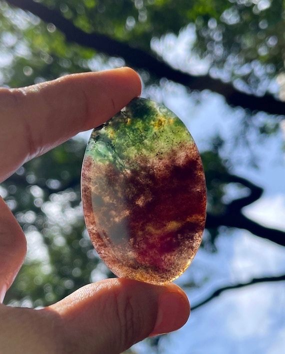 Beautiful Natural Pink Moss Agate Palm Stone Stabilizing Stone | Etsy