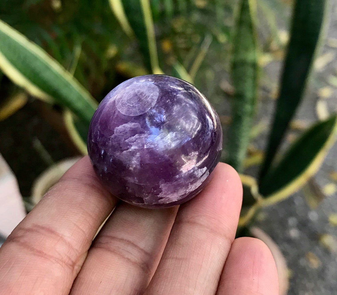 Polished Natural Lilac/ Purple Gemmy Lepidolite Sphere / Ball - Etsy