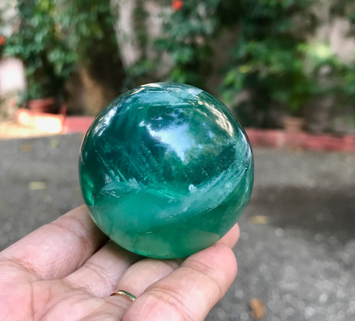 Polished Smooth Natural Green Fluorite Sphere Fluorite Ball | Etsy