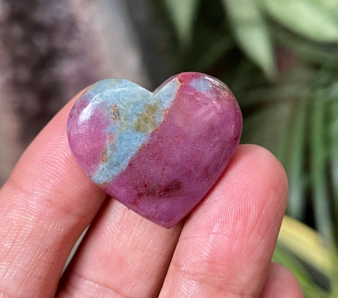 Beautiful Smooth Polished Natural Ruby / Corundum With Kyanite Puffed ...