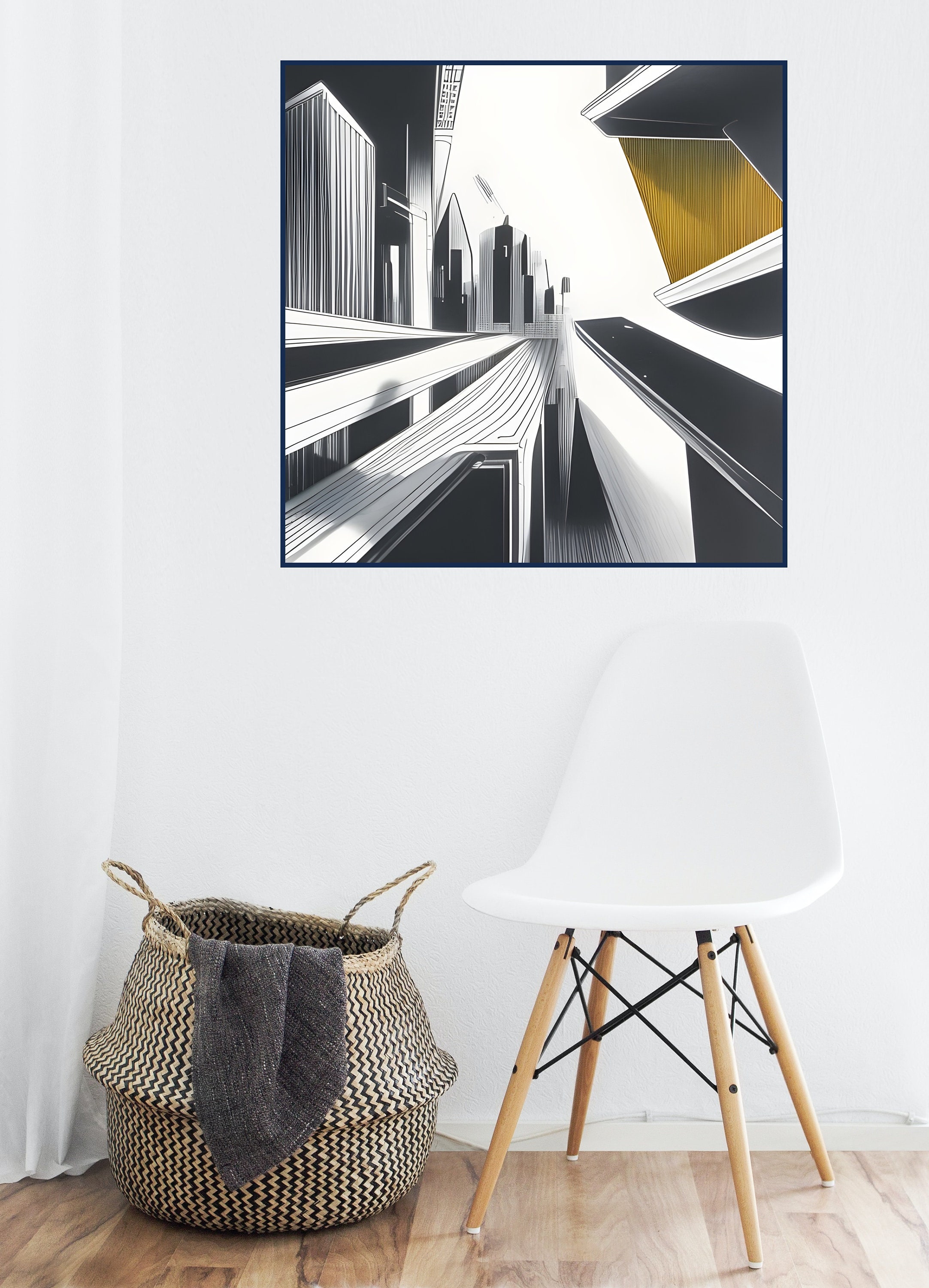 Tech-city, Industrial Scene Wall Art, Abstract Art Print, Modern ...
