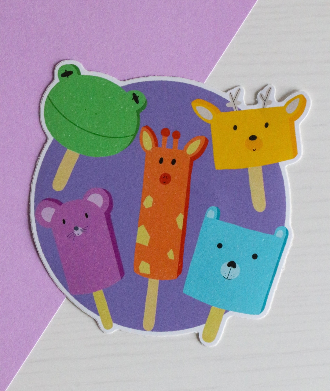 Cute Animal Ice Lollies Sticker, Weatherproof Vinyl Sticker, Summer Art ...