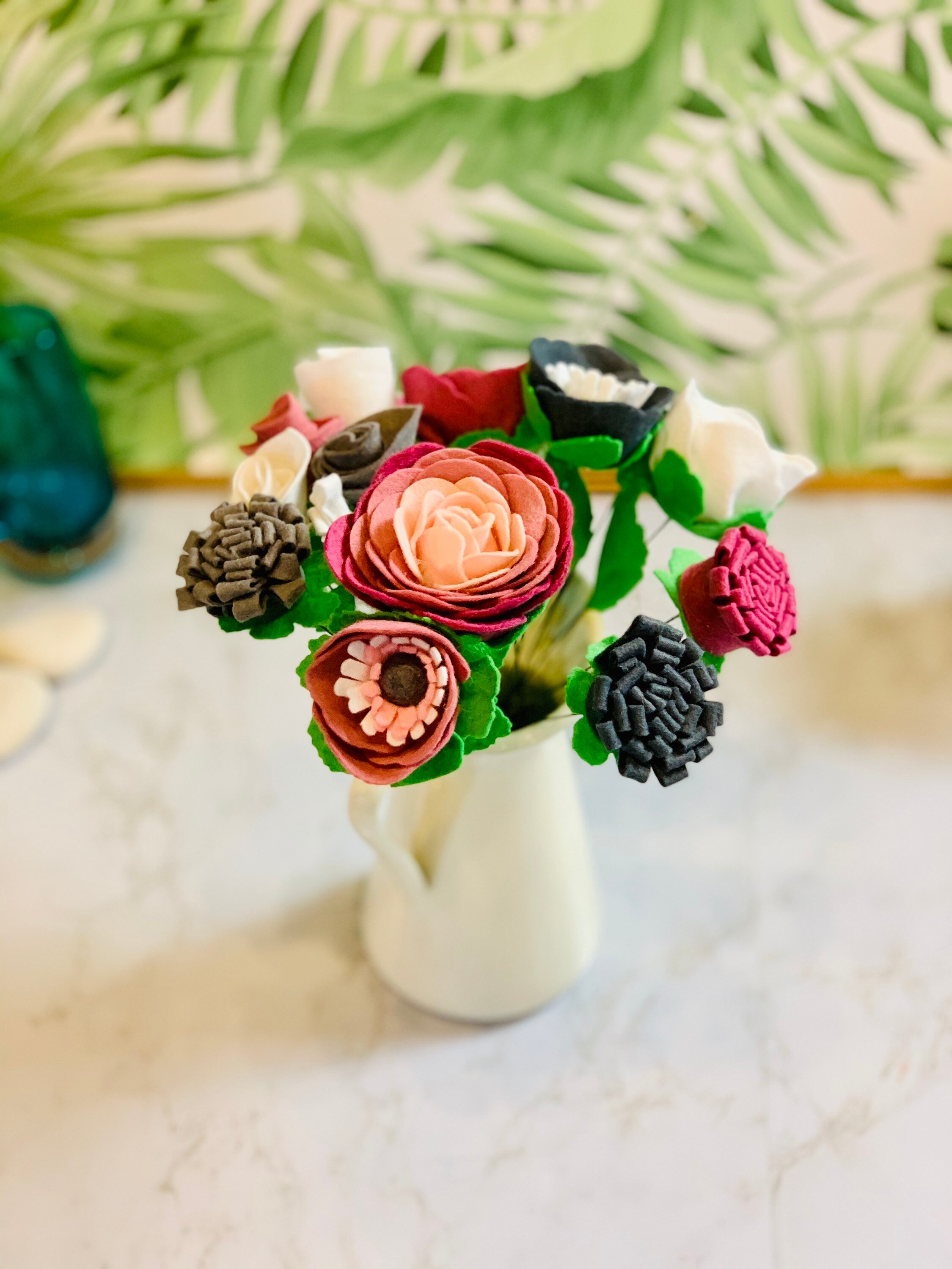 Dusky Pink Grey and White Felt Flowers - Etsy