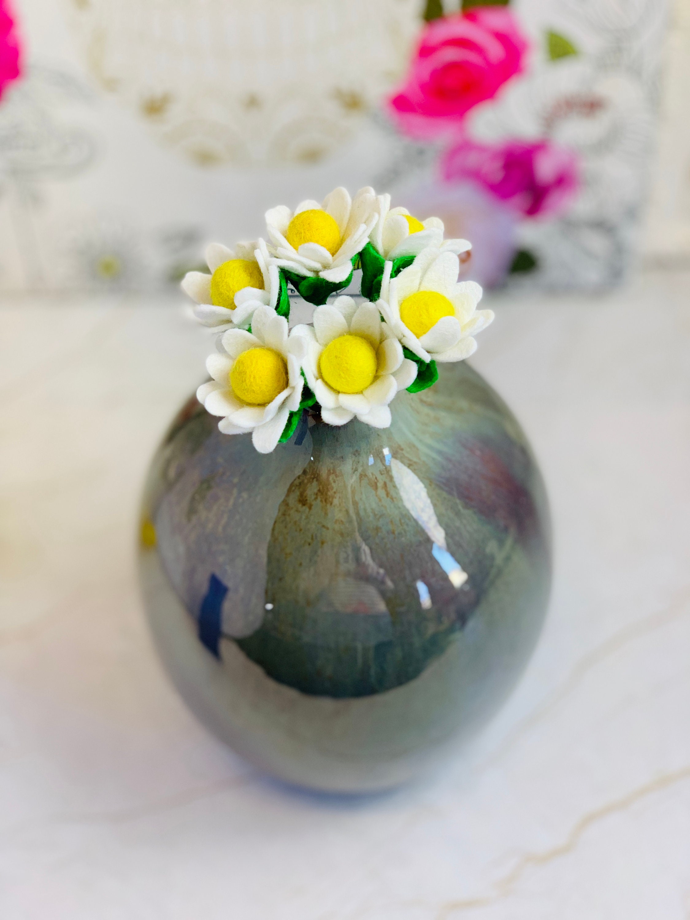 Small Felt Daisy Spring Flower Arrangement - Etsy UK