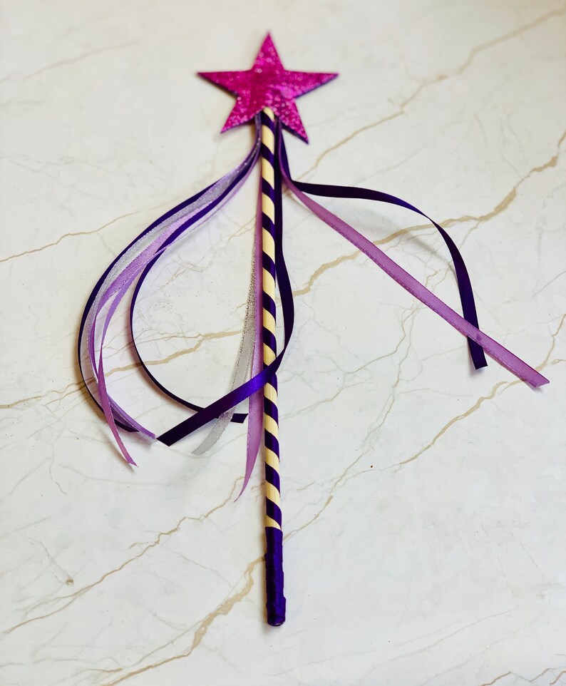 Fairy Wand With Purple Glitter Star and Ribbons - Etsy