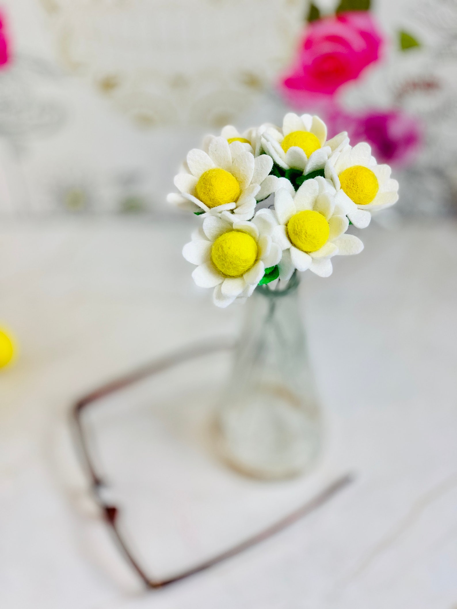 Small Felt Daisy Spring Flower Arrangement - Etsy