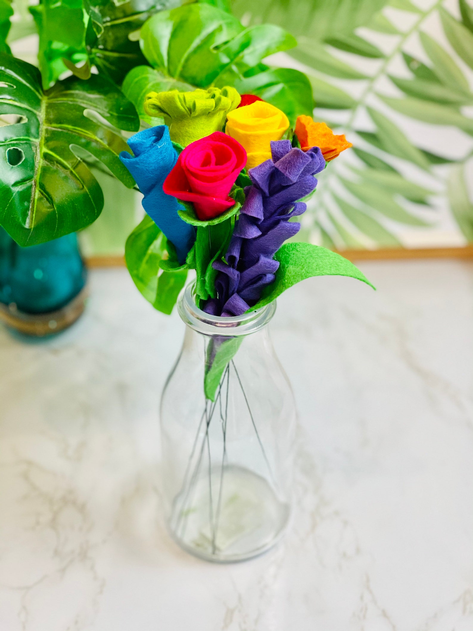 Rainbow Flower Posy Small Flower Arrangement with Added Note | Etsy