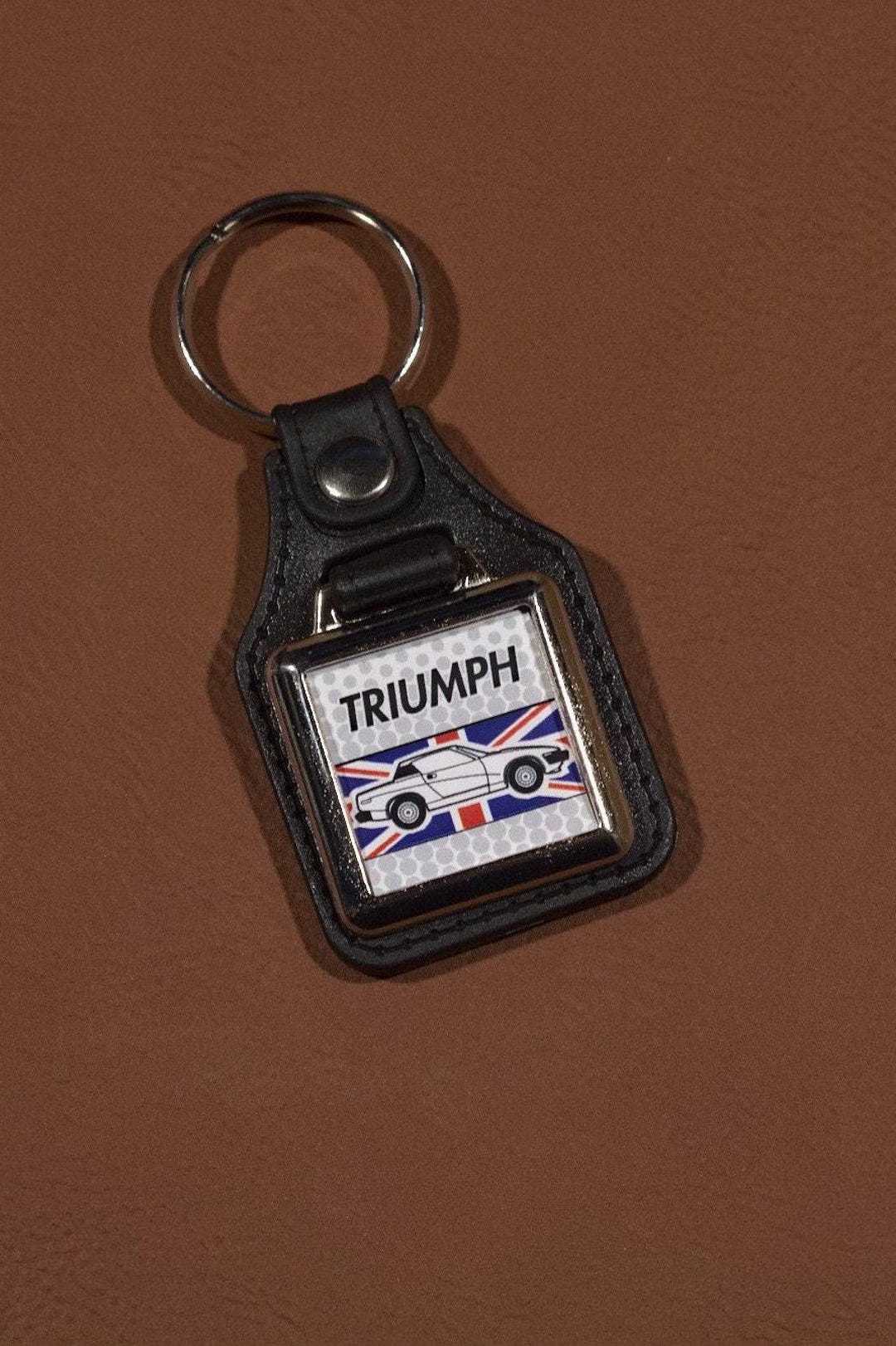 Triumph TR7 TR8 Coupe Hardtop Keyring - Leatherette & Chrome British ...