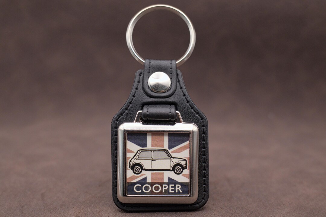 Classic Mini Cooper Keychain: Leatherette & Chrome - UK Made - Etsy