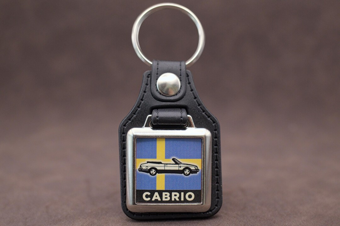Saab 900 Aero Convertible Keychain - Leatherette & Chrome Swedish ...