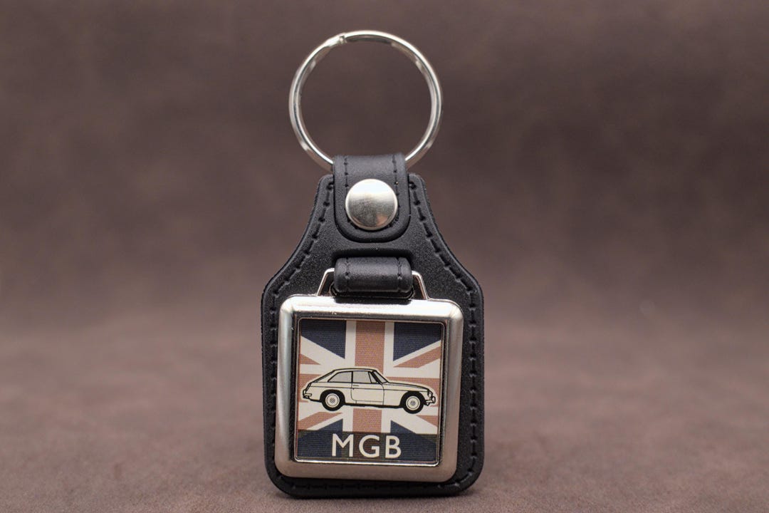 MGB GT Keychain - Classic British MG Coupe Leatherette & Chrome Keyring ...