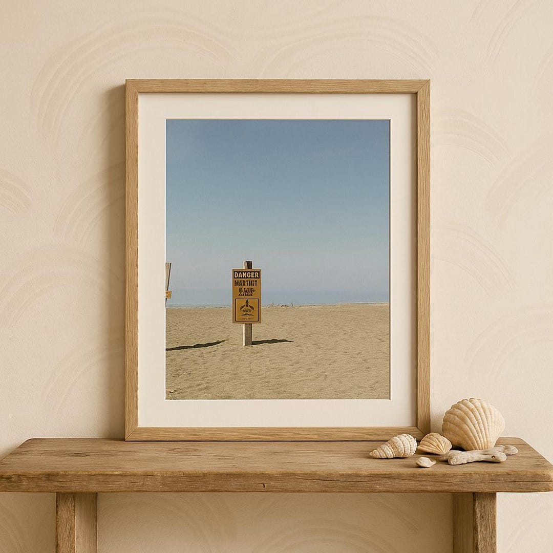 Coastal Warning Sign Photography Print – Minimalist Beach Wall Art ...