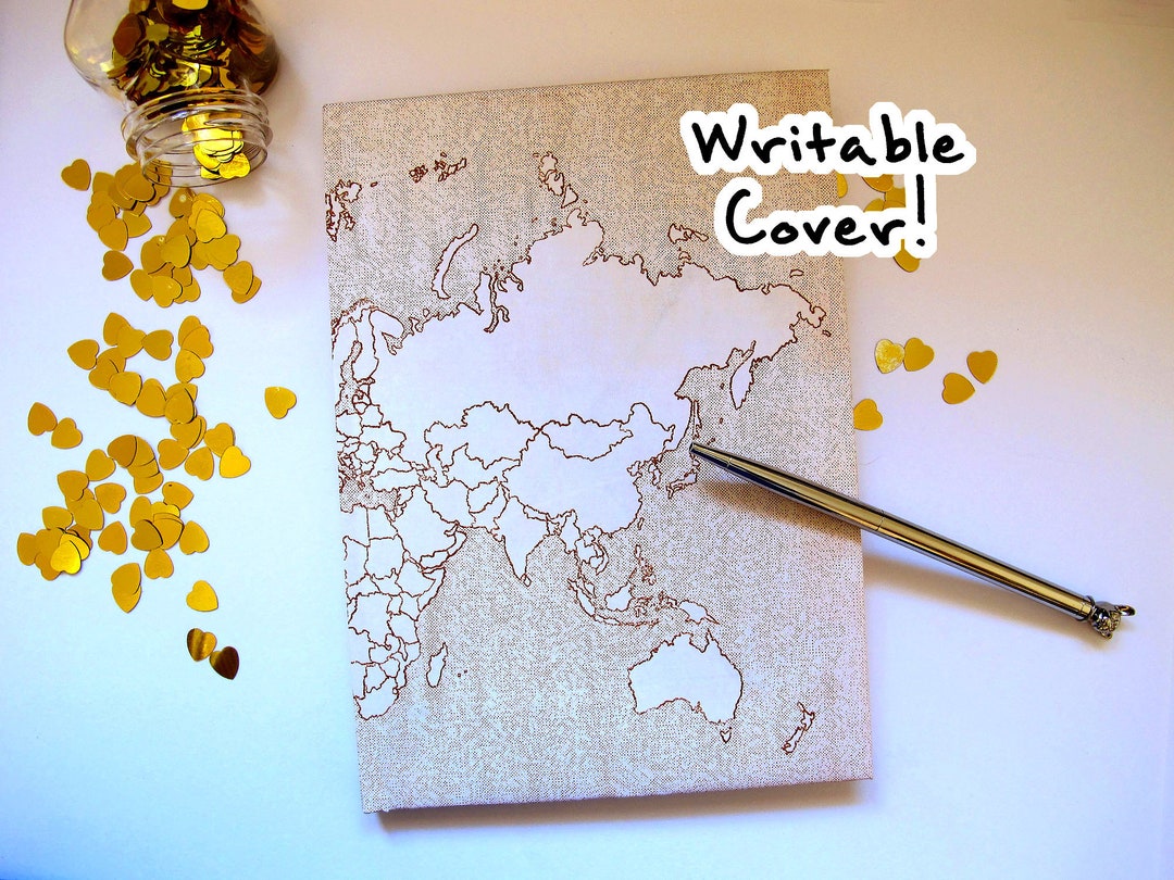 Writable World Map Travel Notebook - Etsy