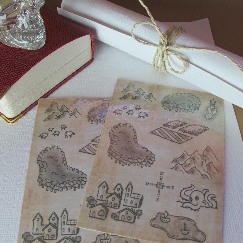 2 Sheets Fantasy Map Stickers // Map Stickers Dnd Stickers | Etsy UK