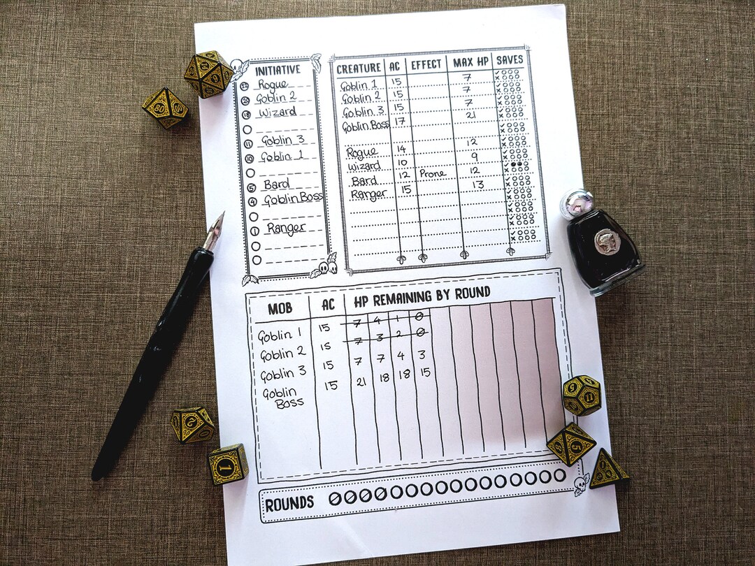 TTRPG Initiative/battle Tracker Sheet - Etsy