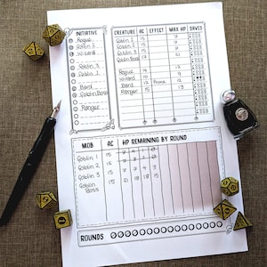 TTRPG Initiative/battle Tracker Sheet - Etsy