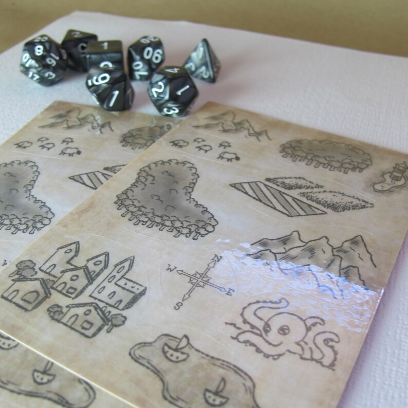 2 Sheets Fantasy Map Stickers // Map Stickers Dnd Stickers | Etsy UK