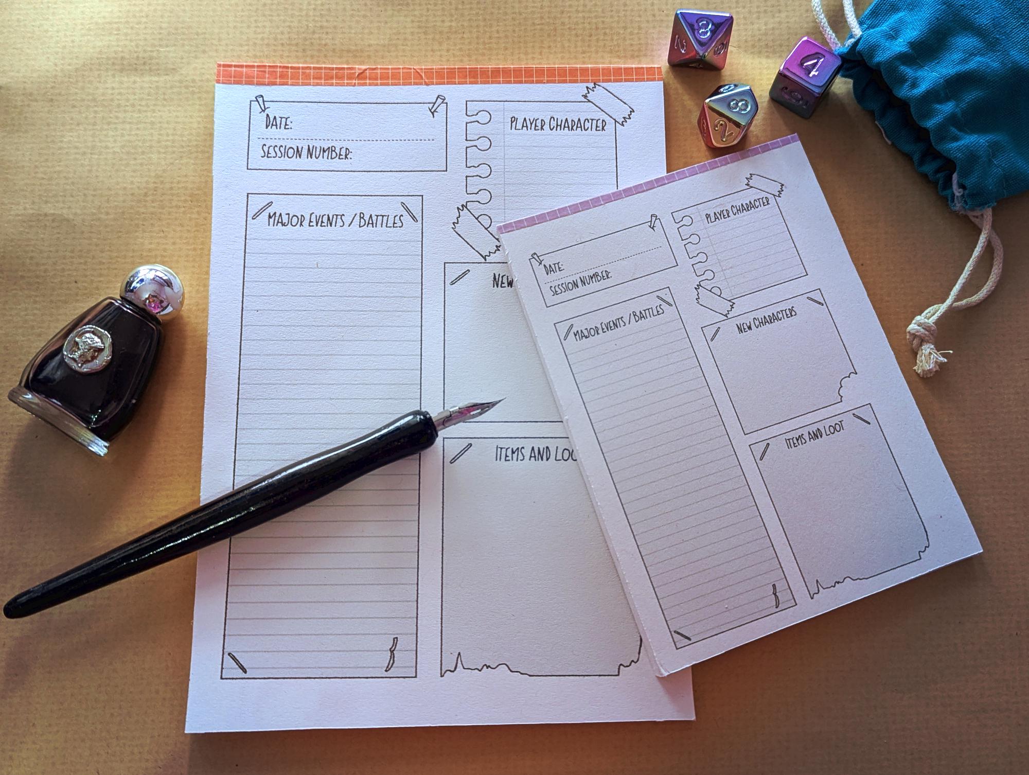 DND Player Notes / Log Book Pad - Etsy